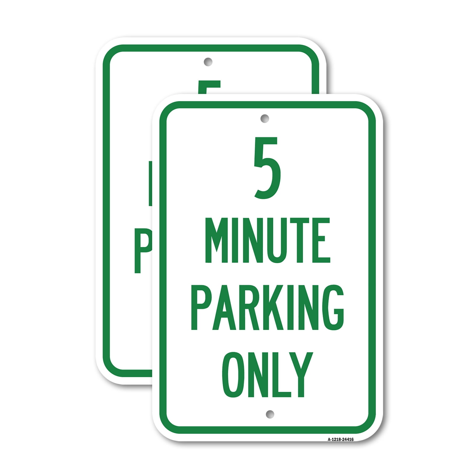 (2 Pack) 5 Minute Parking Only | 18" X 24" Heavy-Gauge Aluminum Sign ...