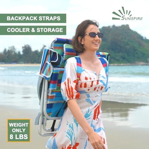 2 Pack 5-Position Beach Chair Classic Lay Flat Folding Backpack ...