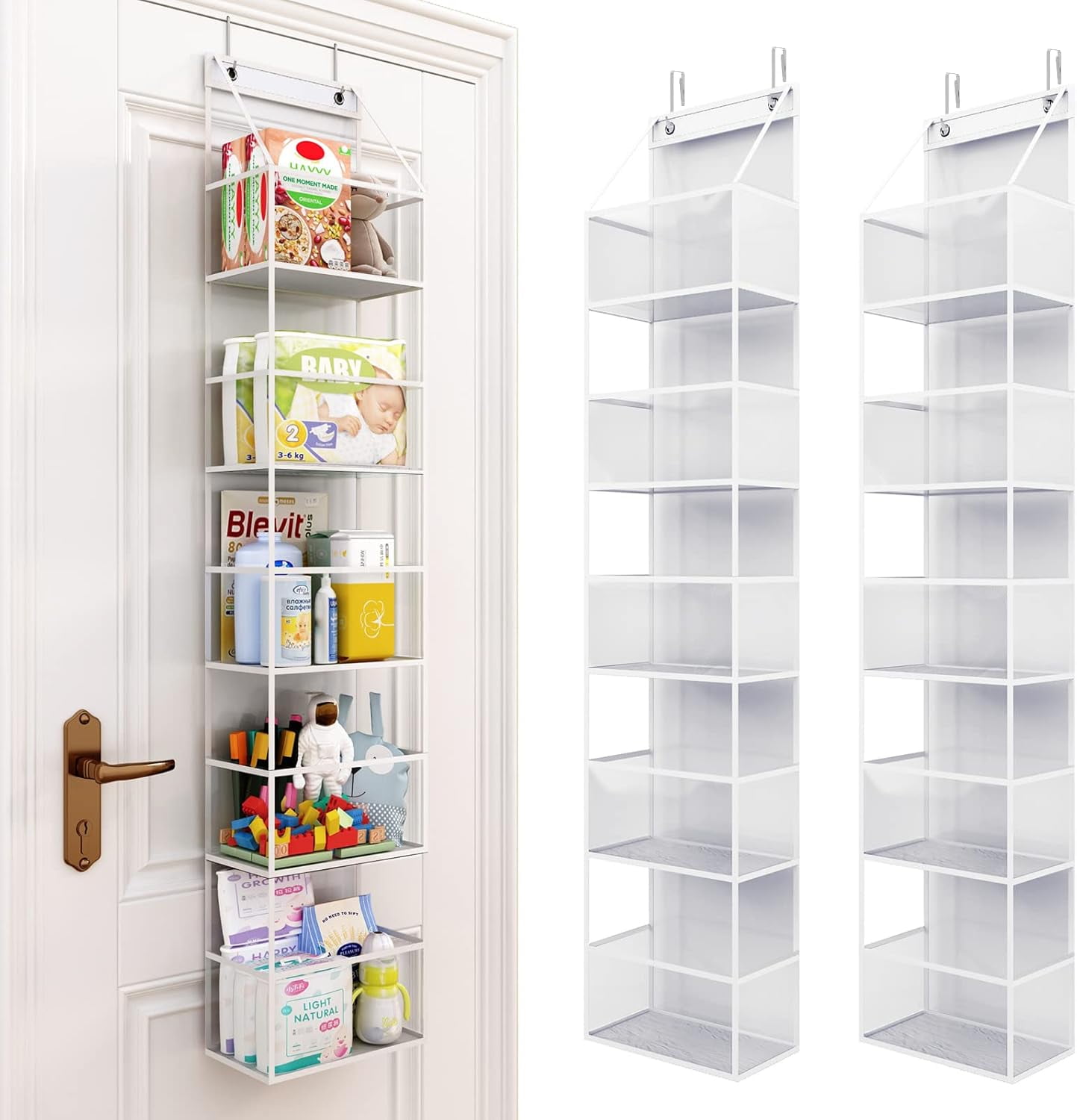 2 Pack 5-Shelf Over The Door Hanging Pantry Organizer, Hanging Storage ...