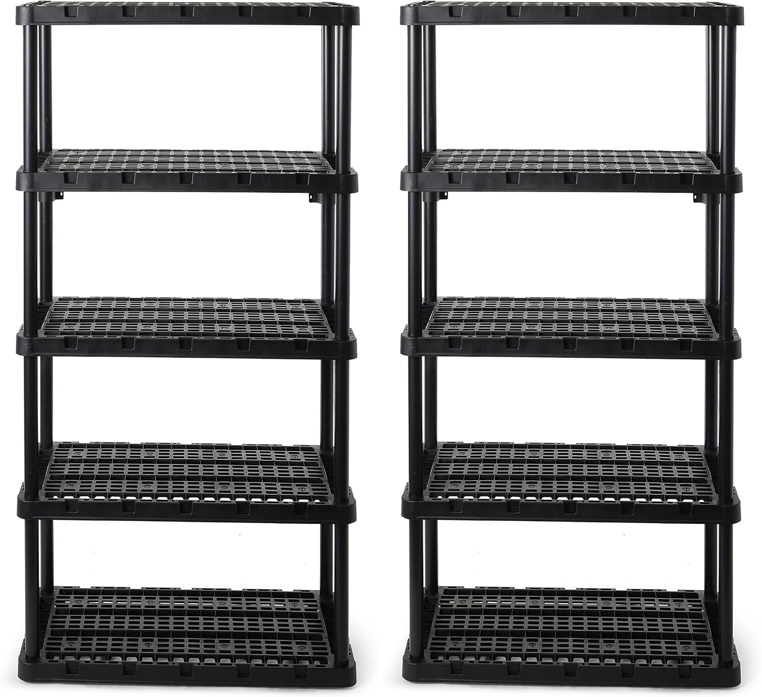 2-Pack 5 Shelf Unit, Storage Shelves and Rack for Home & Garage, Black ...