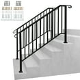 ANTSKU 2 Pack Wrought Iron Handrails for 4 or 5 Outdoor Steps, Black ...