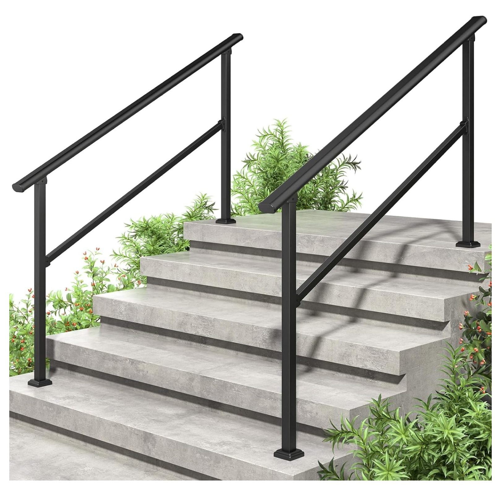 2 Pack 5 Step Handrails for Outdoor Steps, Safety Outdoor Handrails for ...