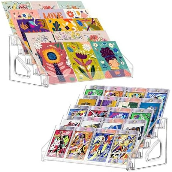 2 Pack 5 Tier Acrylic Card Display Stand, 12" Trading Card Display Rack ...