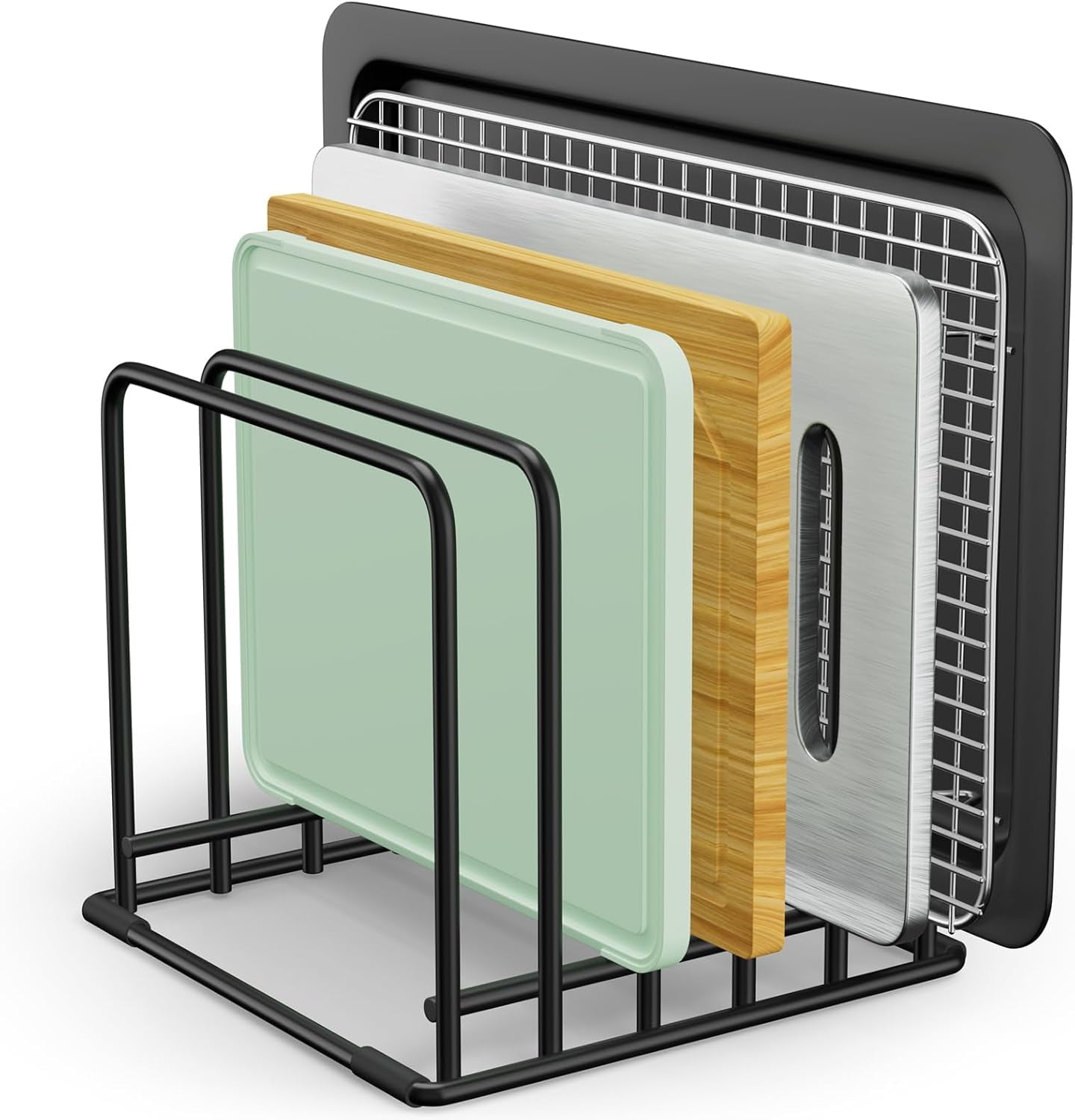 2-Pack 5-Tier Cutting Board Organizer Rack - Space-Saving, No Assembly ...