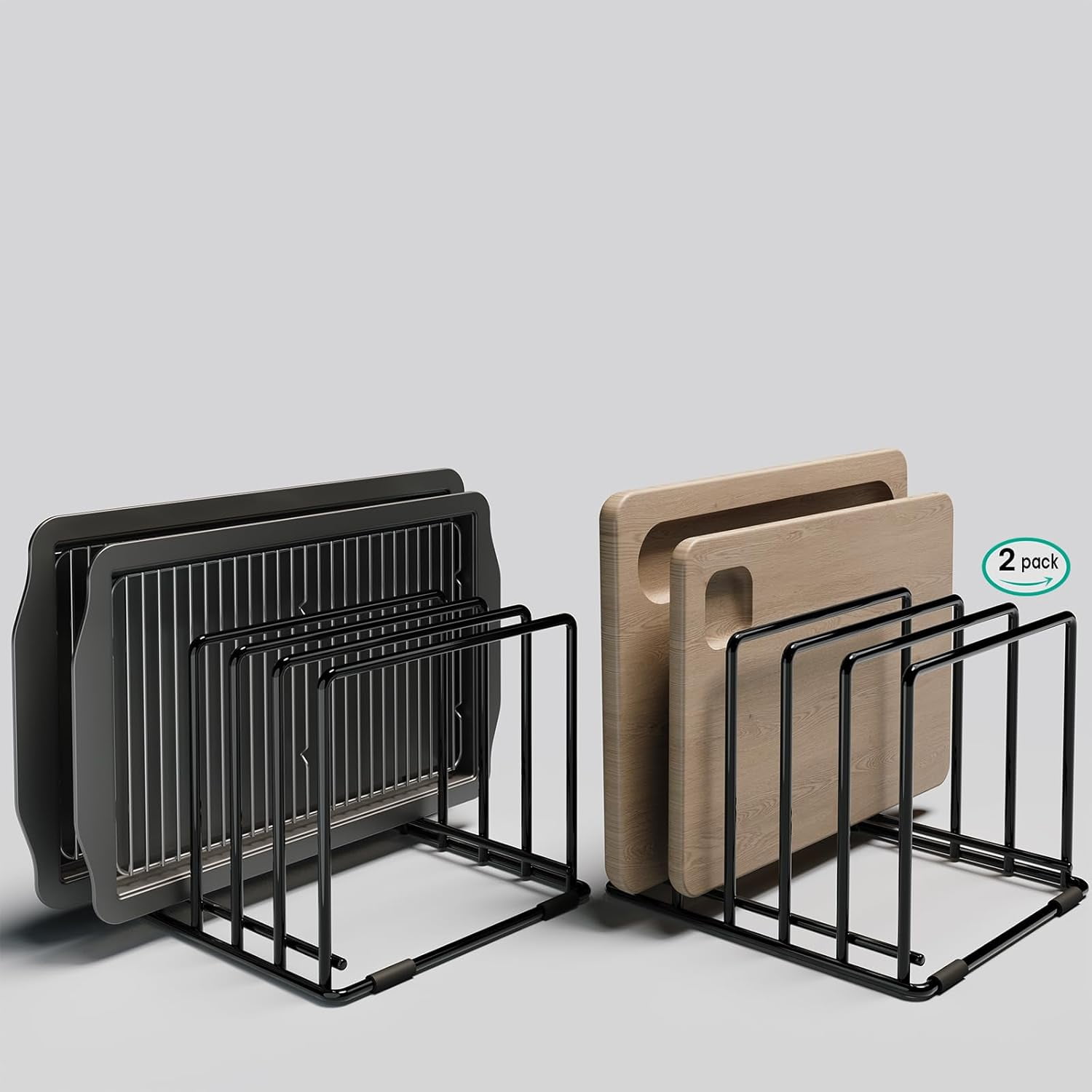 2-Pack 5-Tier Cutting Board Organizer Rack - Space-Saving, No Assembly ...