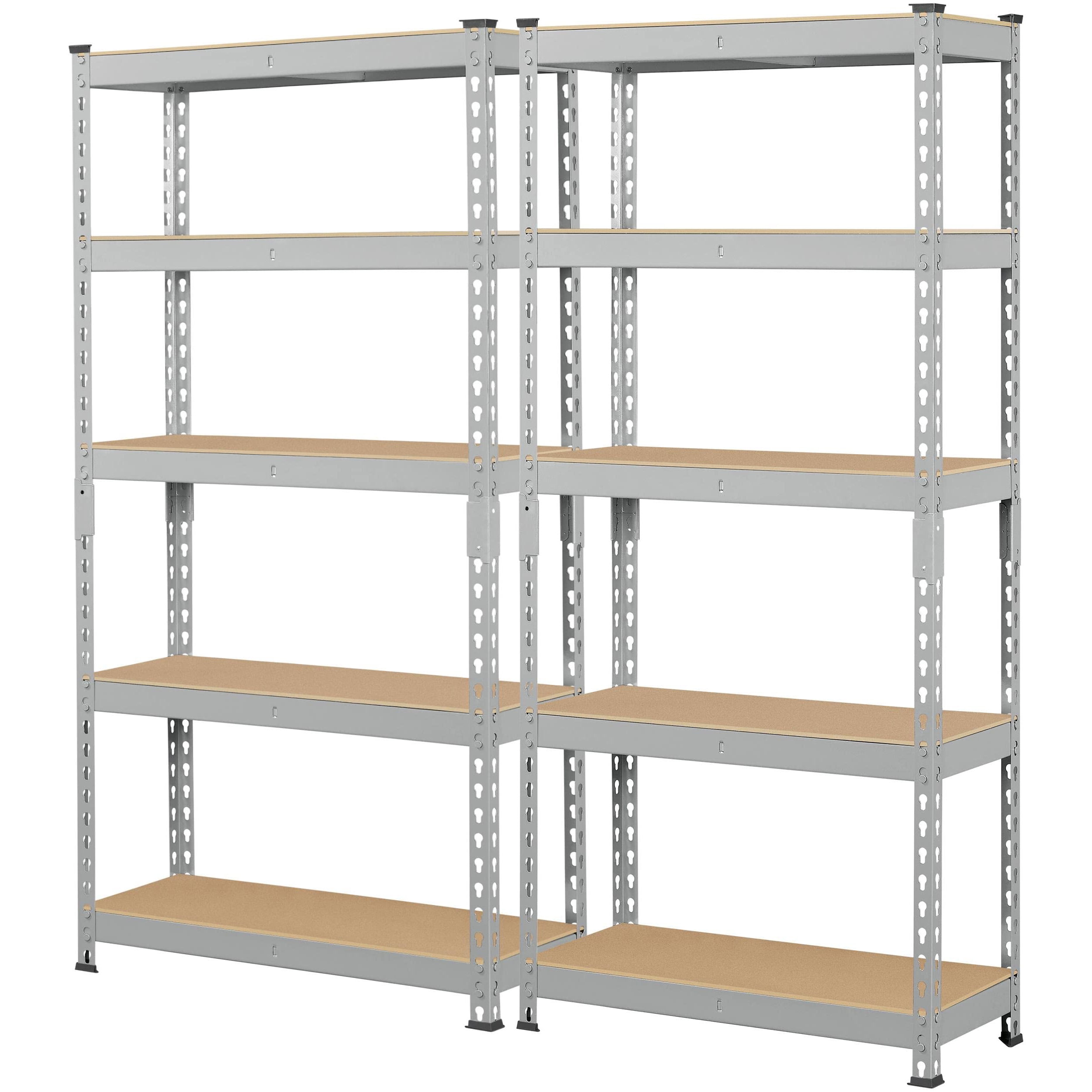 2 Pack 5 Tier Metal Storage Shelves Unit, Heavy Duty Adjustable Garage ...