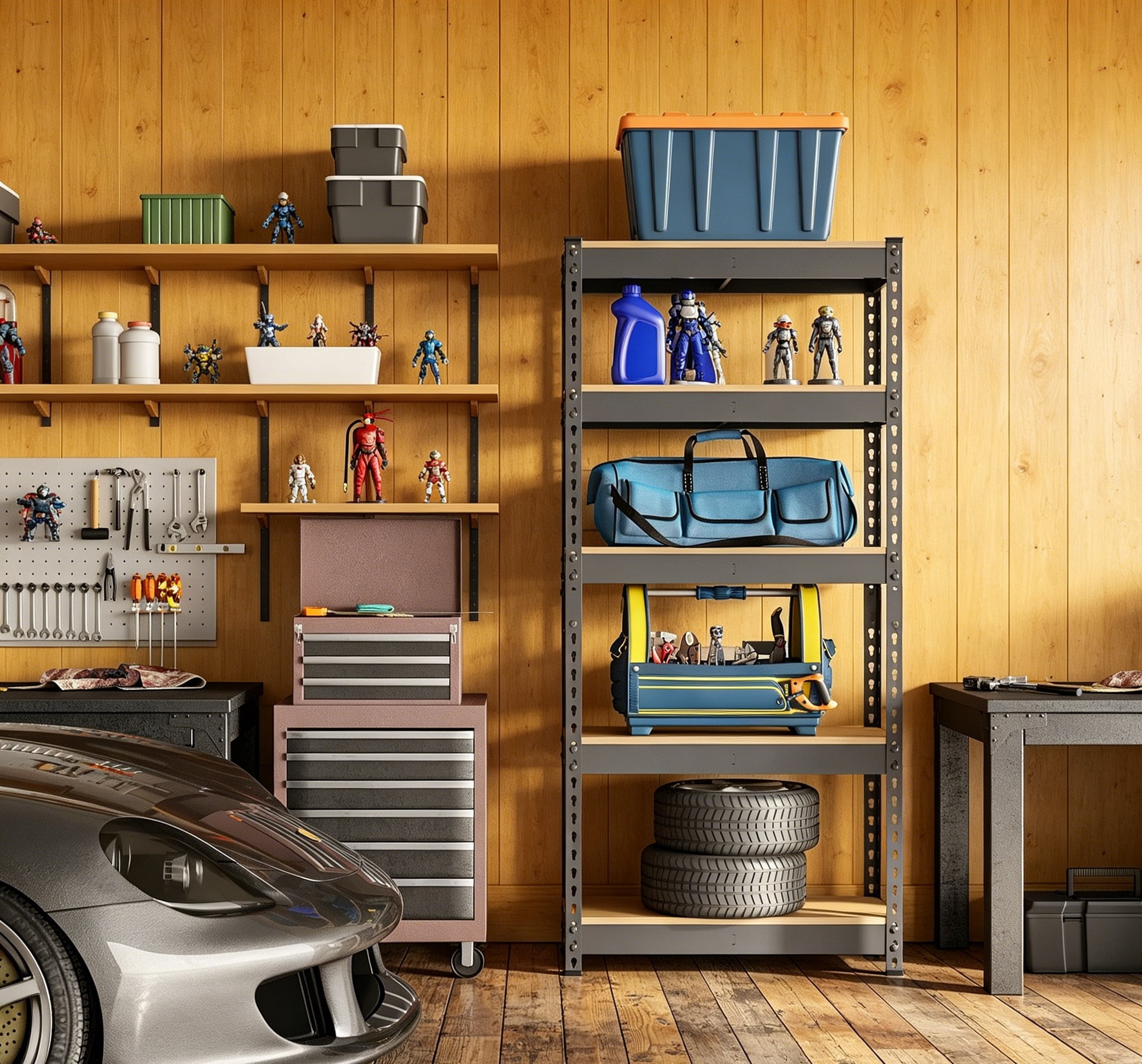 2-Pack 5-Tier Utility Shelves, Metal Storage Shelves Garage Shelving ...