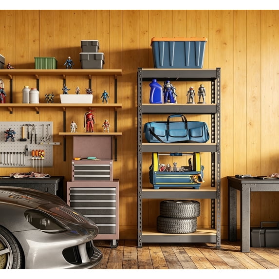 2-Pack 5-Tier Utility Shelves, Metal Storage Shelves Garage Shelving ...