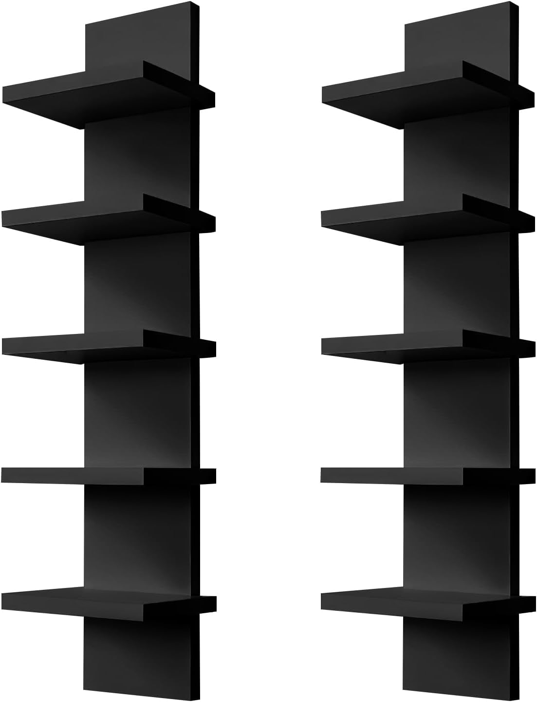 2 Pack 5 Tier Wall Shelf Unit - Narrow Smooth Laminate Finish ...