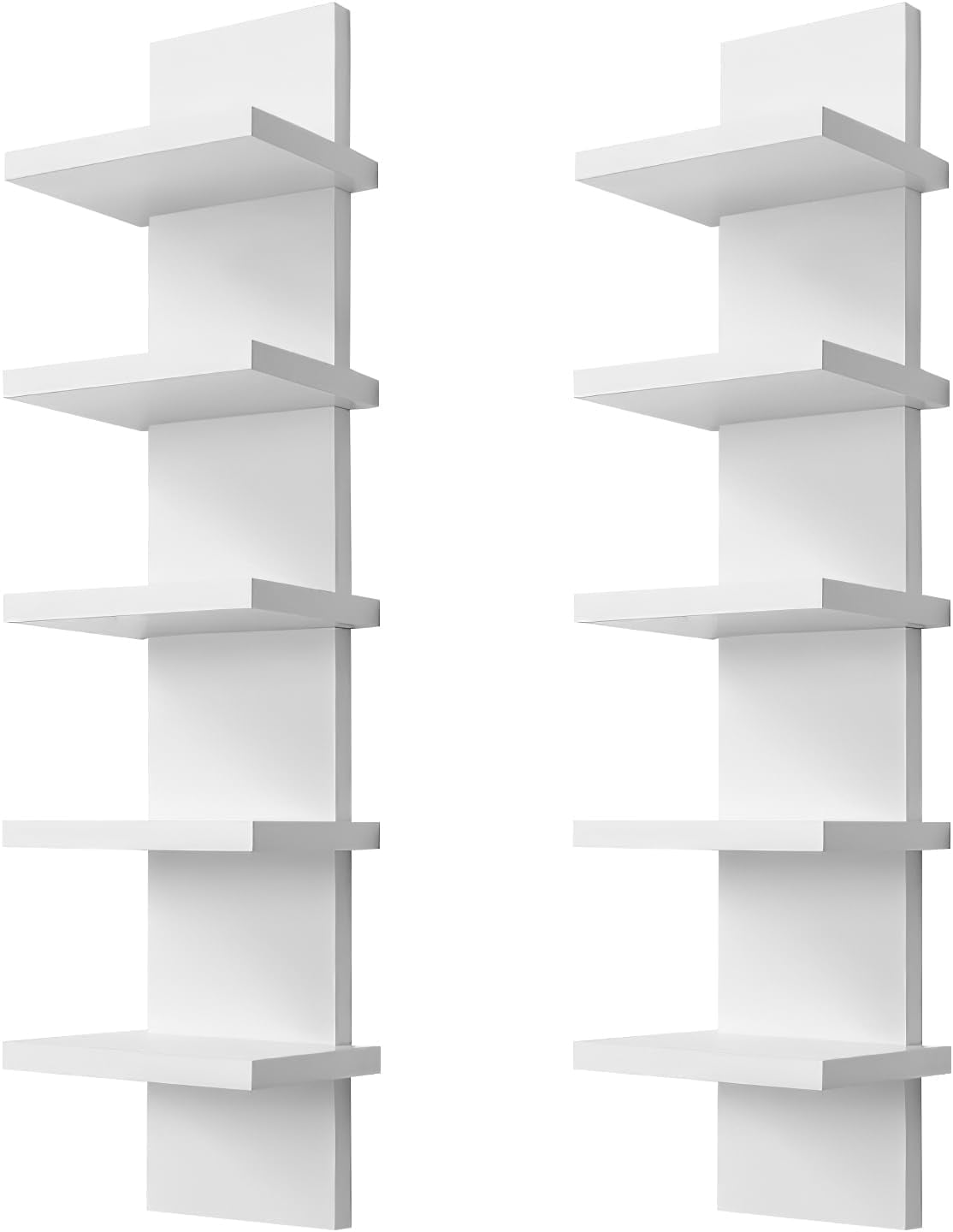 2 Pack 5 Tier Wall Shelf Unit - Narrow Smooth Laminate Finish ...
