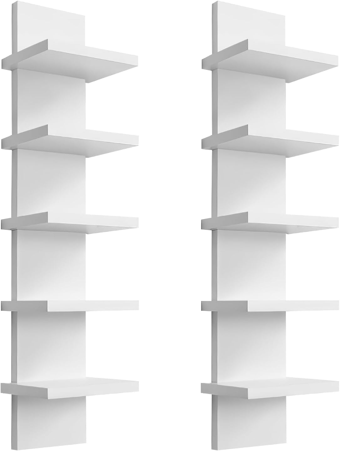2 Pack 5 Tier Wall Shelf Unit - Narrow Smooth Laminate Finish ...