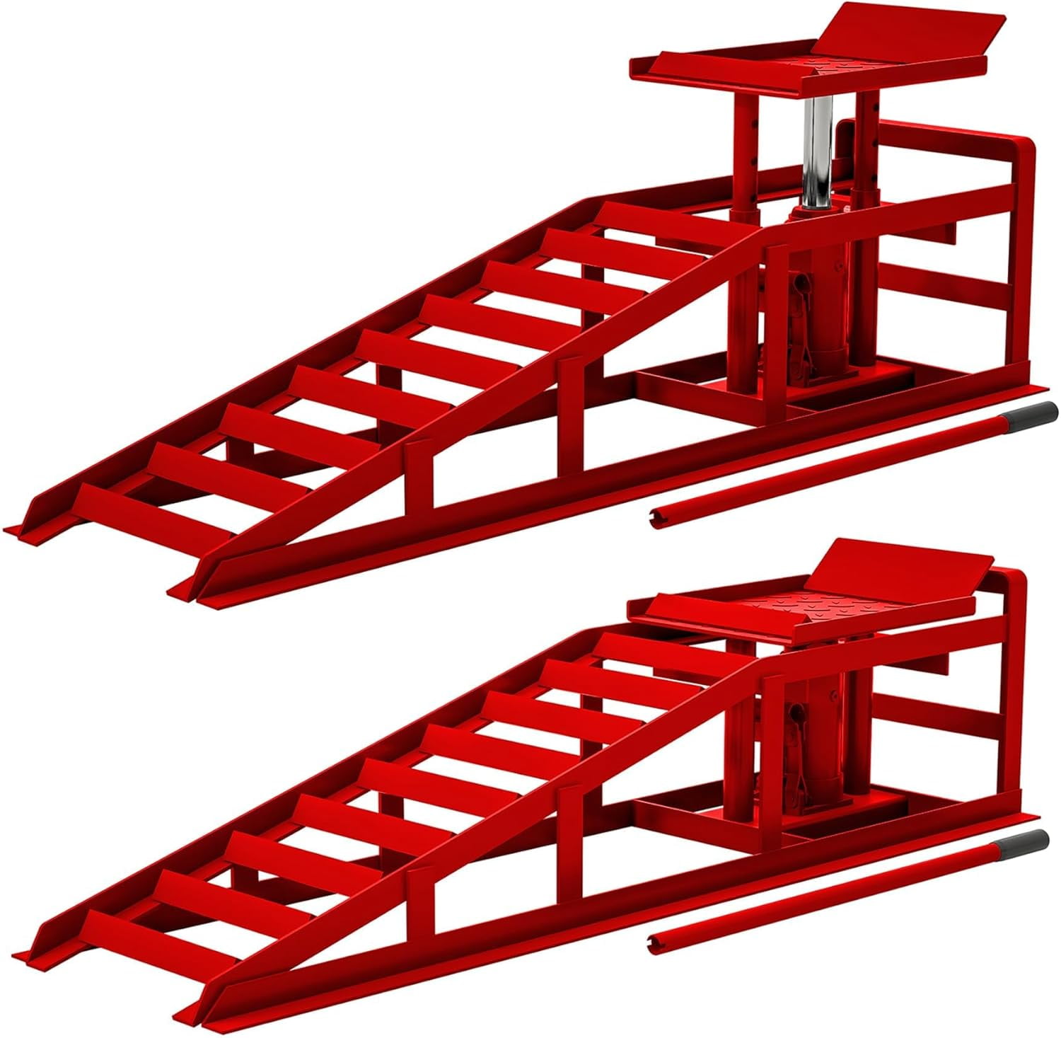 2-Pack 5-Ton Hydraulic Car Ramps, Adjustable Lift System (11.61"-16.21 ...
