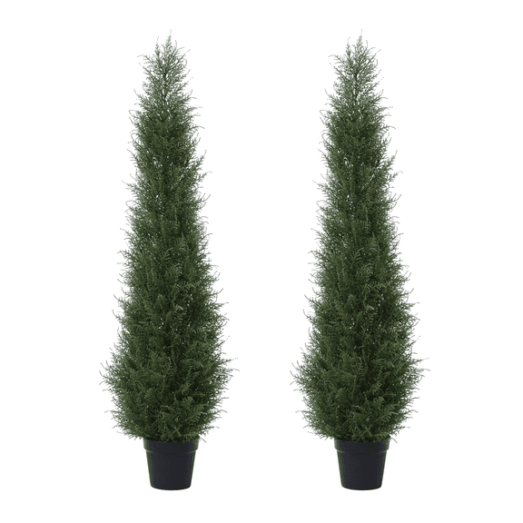 Artificial Cedar Christmas Topiary Tree - UV Rated Pre-Potted Fake Tree ...