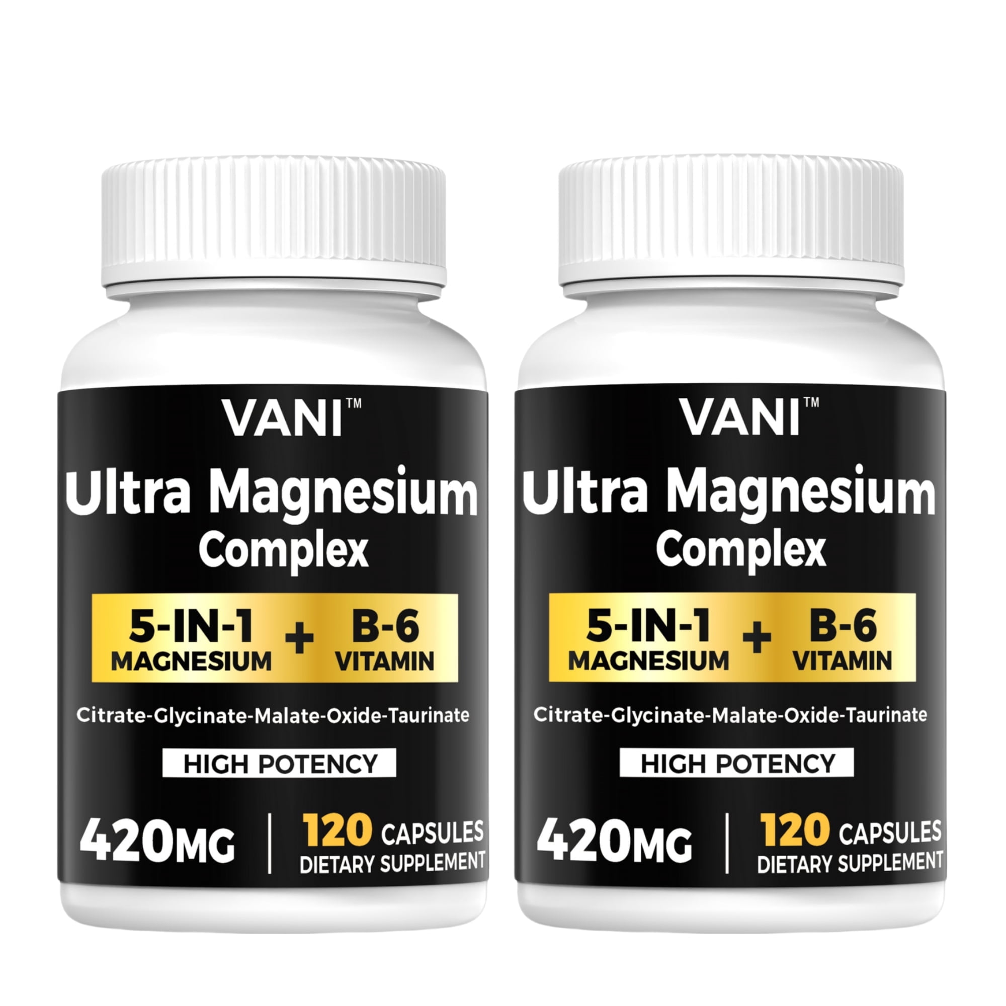 （2 Pack）5-in-1 420MG Magnesium Complex + B6 Vitamin Capsules ...