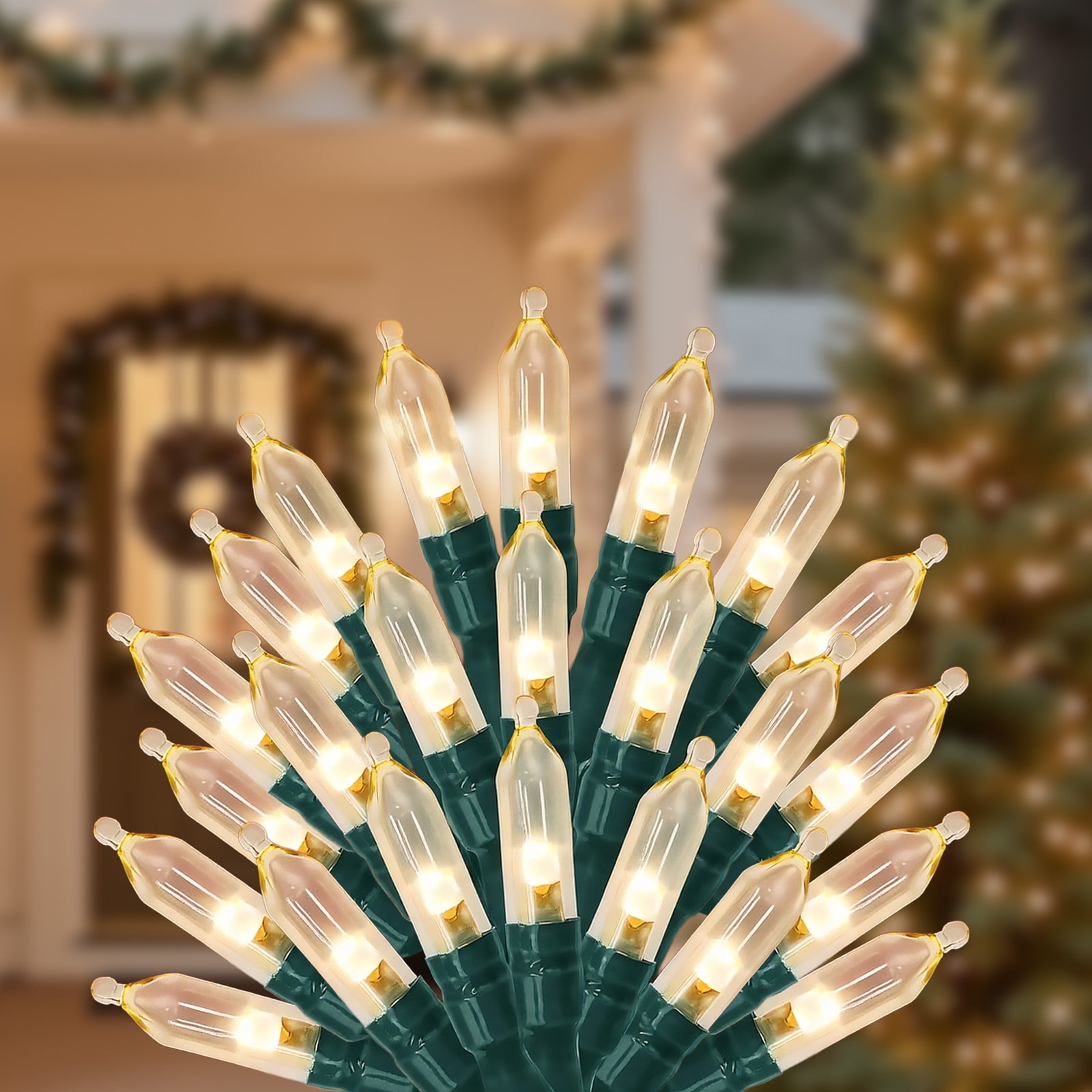 2 Pack,50 Count Mini LED Christmas Lights For Tree,16.4FT Old School ...