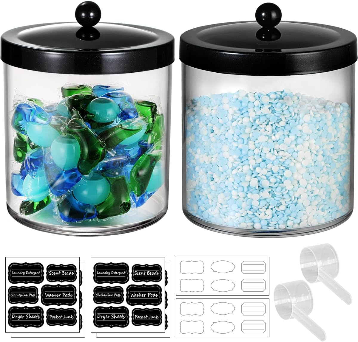 2 Pack 50 Oz Large Apothecary Jar with Lid, Plastic Storage Jar for ...