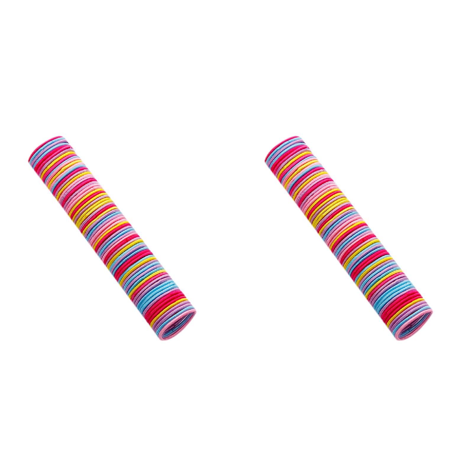 2 Pack,50 Pieces Of 3 Cm Rubber Band Children Tie Hair Colorful Hair ...