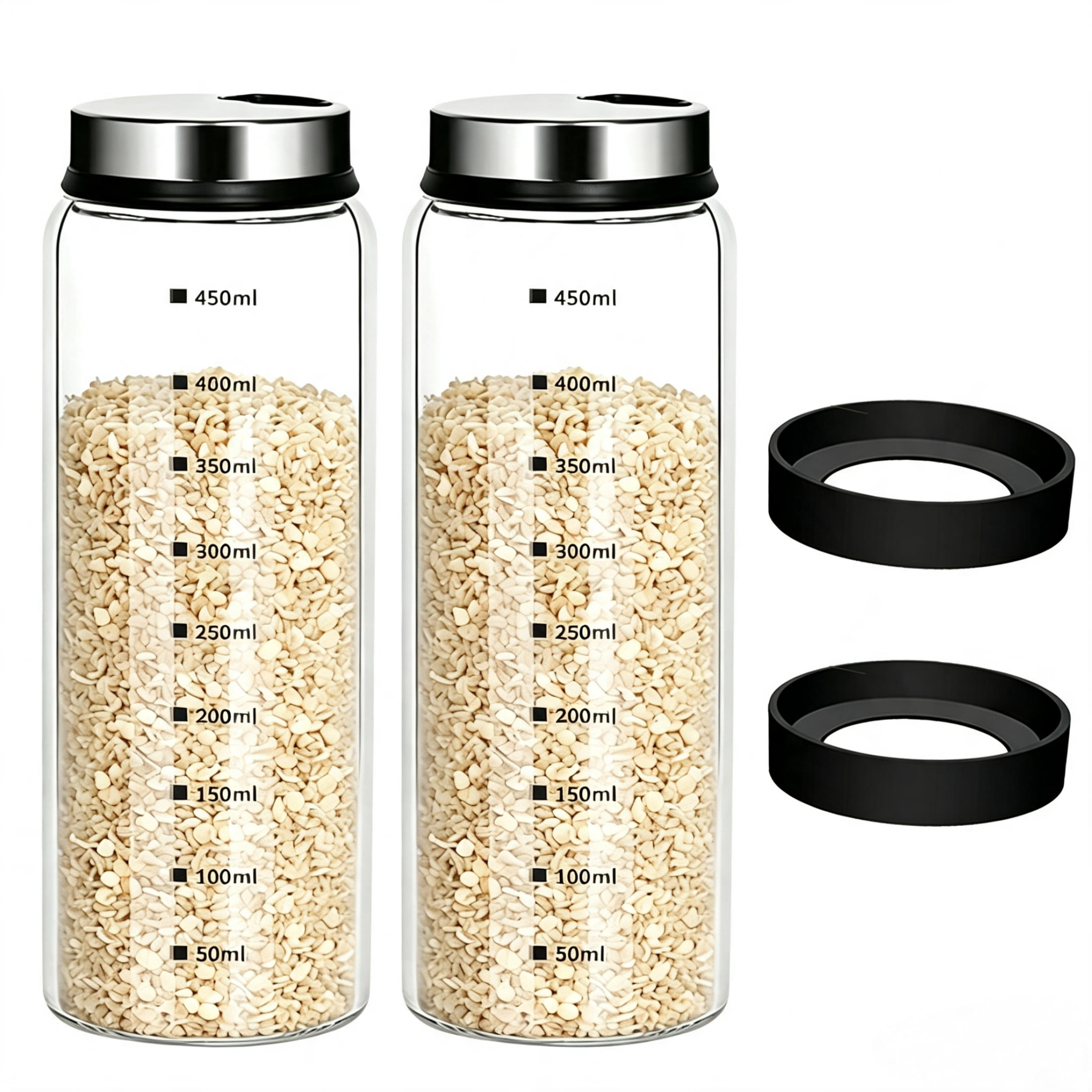 2 Pack 500 ml Clear Glass Spice Shaker Bottles with Volume Markings ...