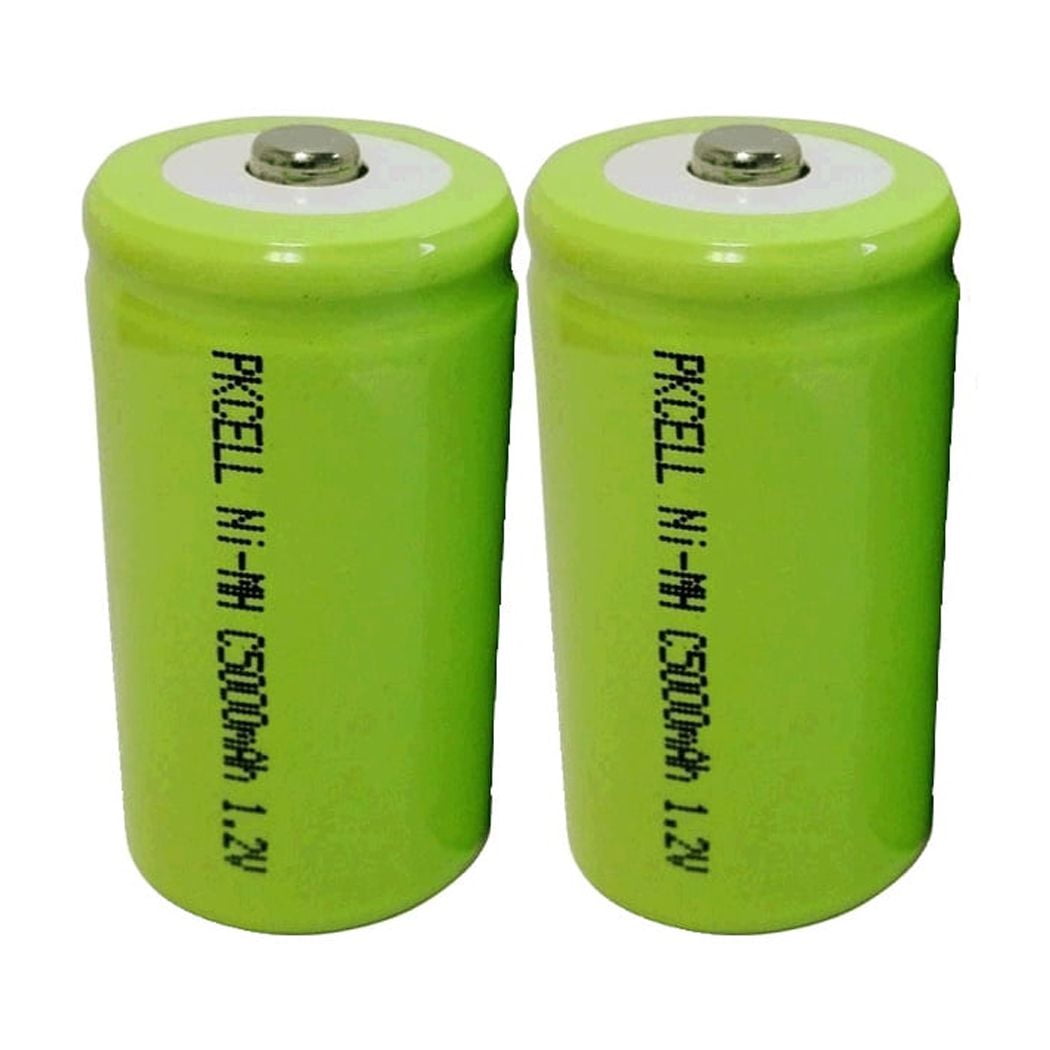 2 Pack 5000mAh 1.2V Ni-MH High Capacity C Size Rechargeable Batteries ...