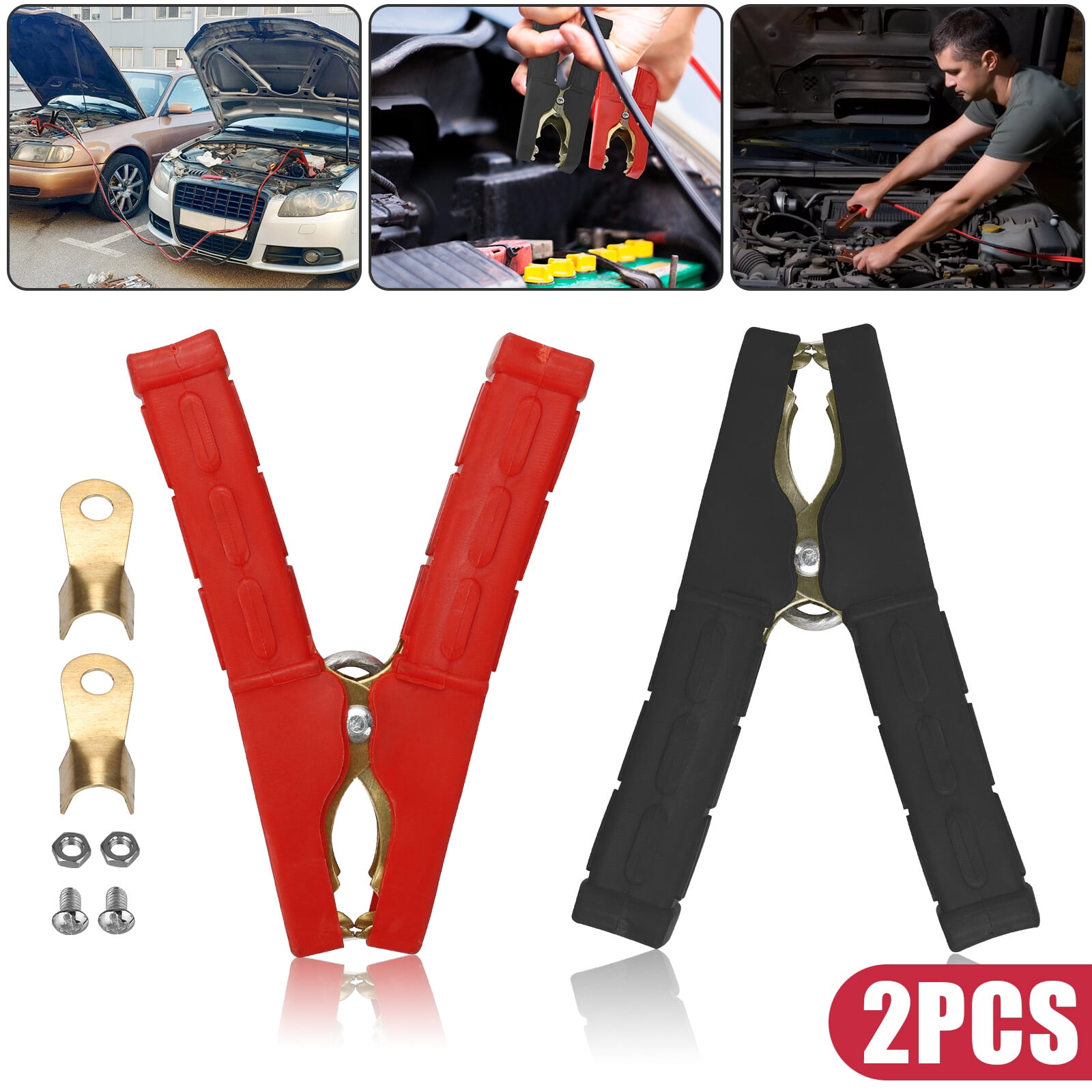2 Pack 500A Car Crocodile Clips Heavy Duty Copper Battery Test ...