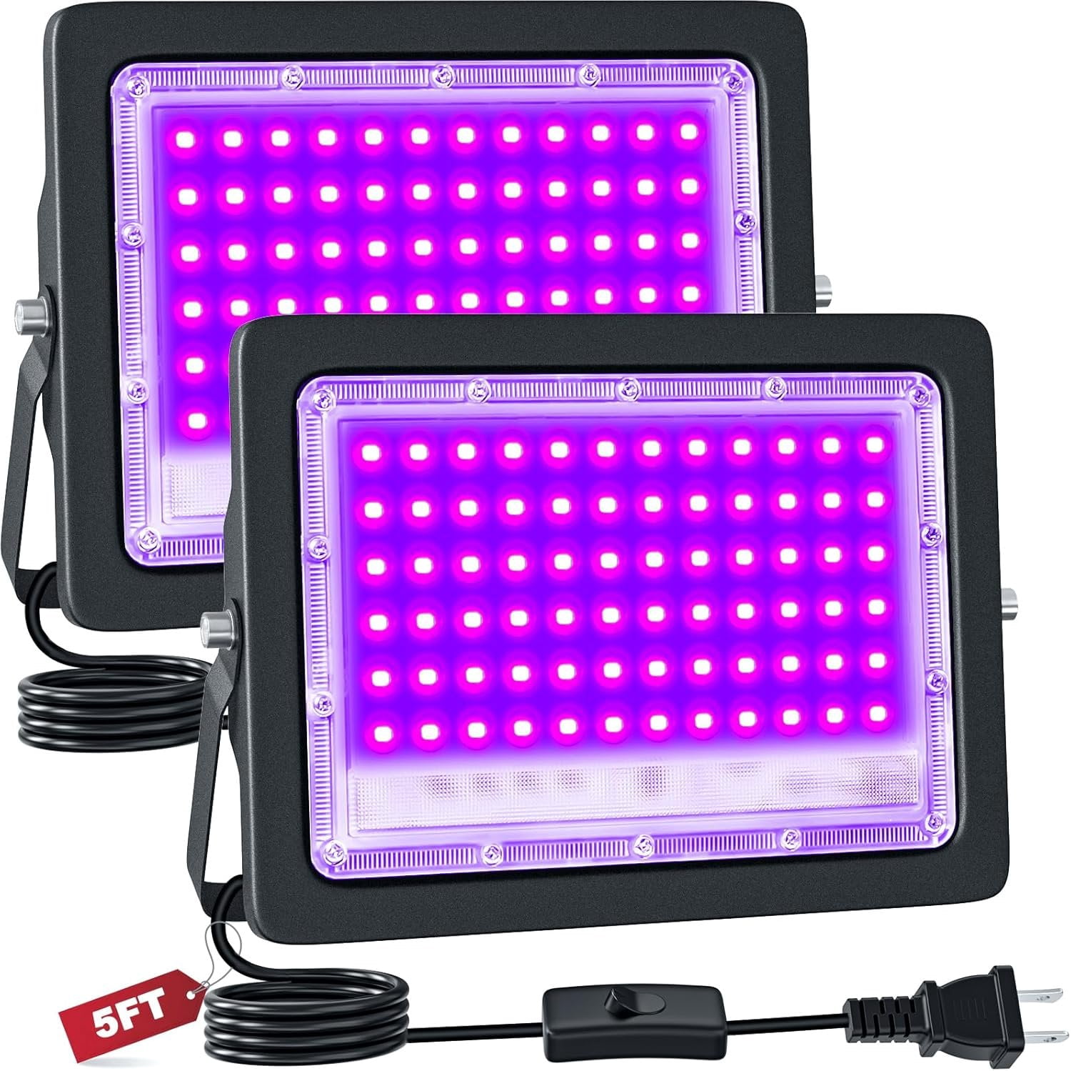 2 Pack 50W Black Lights, Blacklight Flood Light with Plug and , LED ...