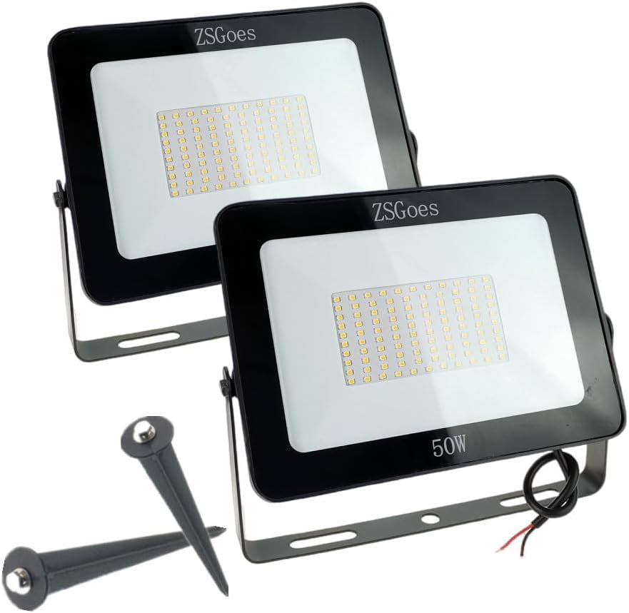2 Pack 50W Cool White Led Flood Light Outdoor Waterproof Ip65, Wall ...