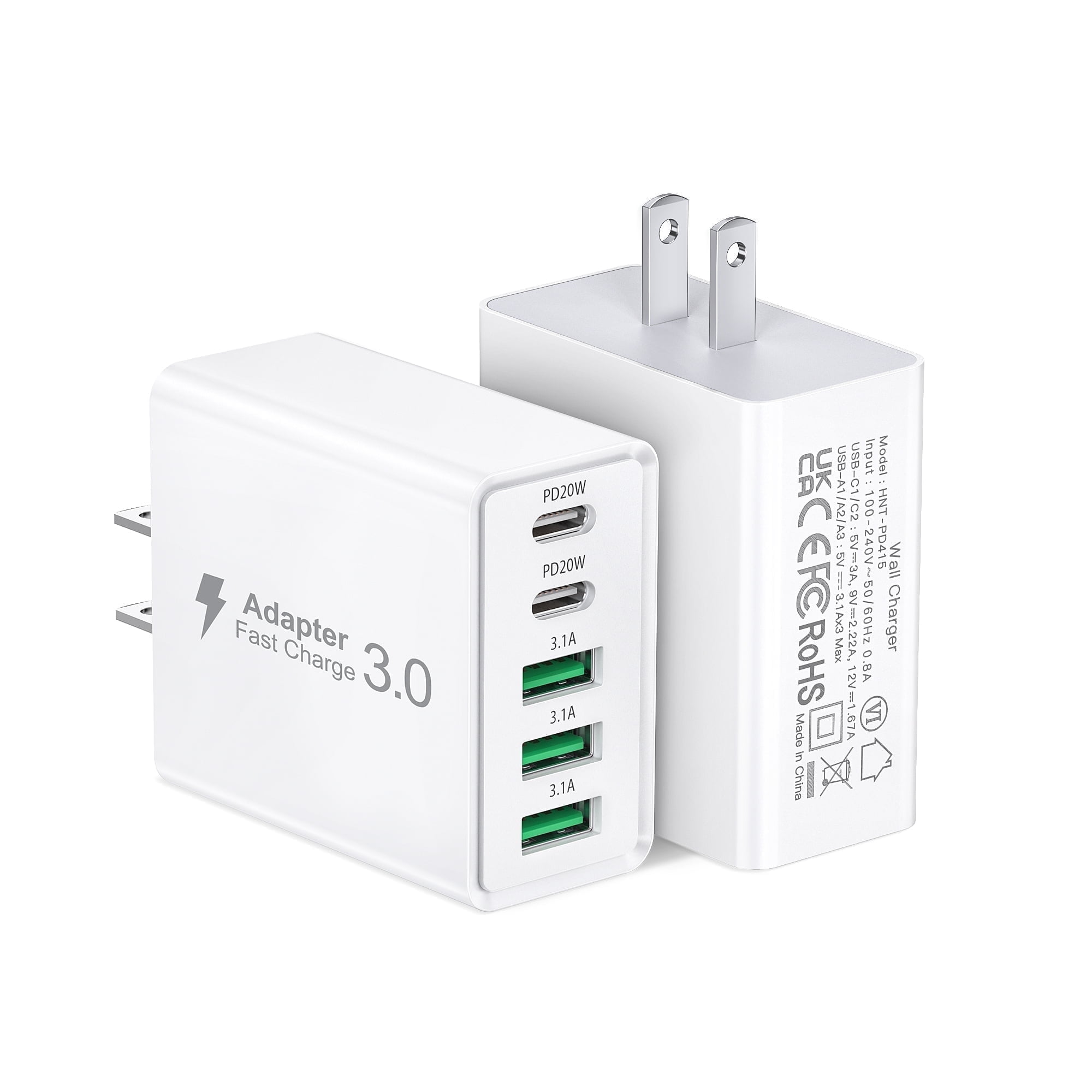 TAOHAI 50W 2-Pack USB C Wall Charger Compatible USB 3 and USB C Plug in ...