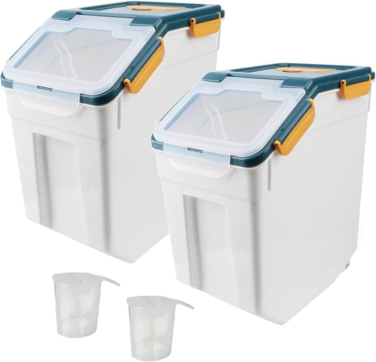 2 Pack 50lb Rice Dispenser Large Airtight Flour Holder 25LB Dog Food ...