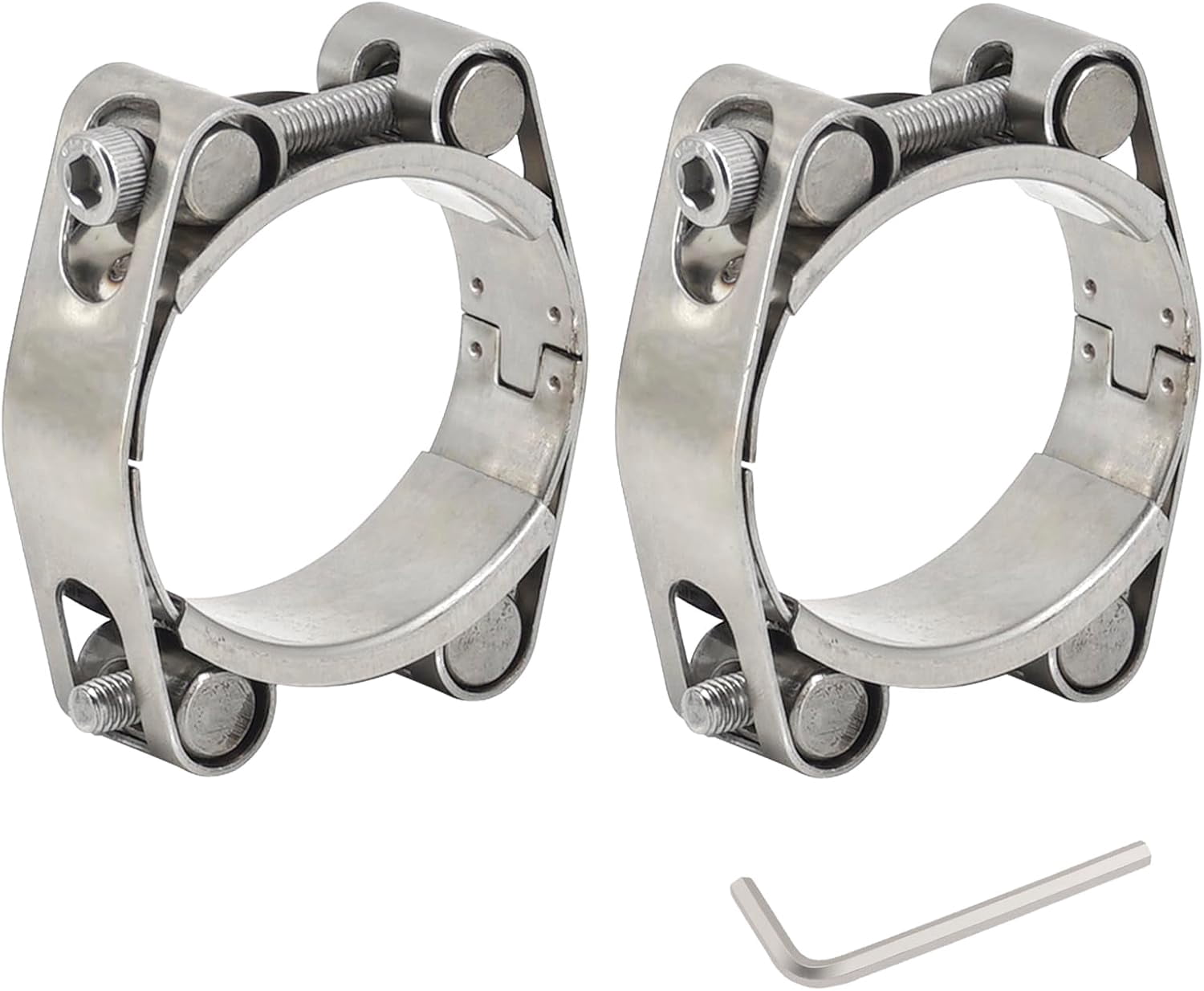 2 Pack 55-65mm T-Bolt Hose Clamps Heavy Duty Adjustable Tube Clamps 304 ...