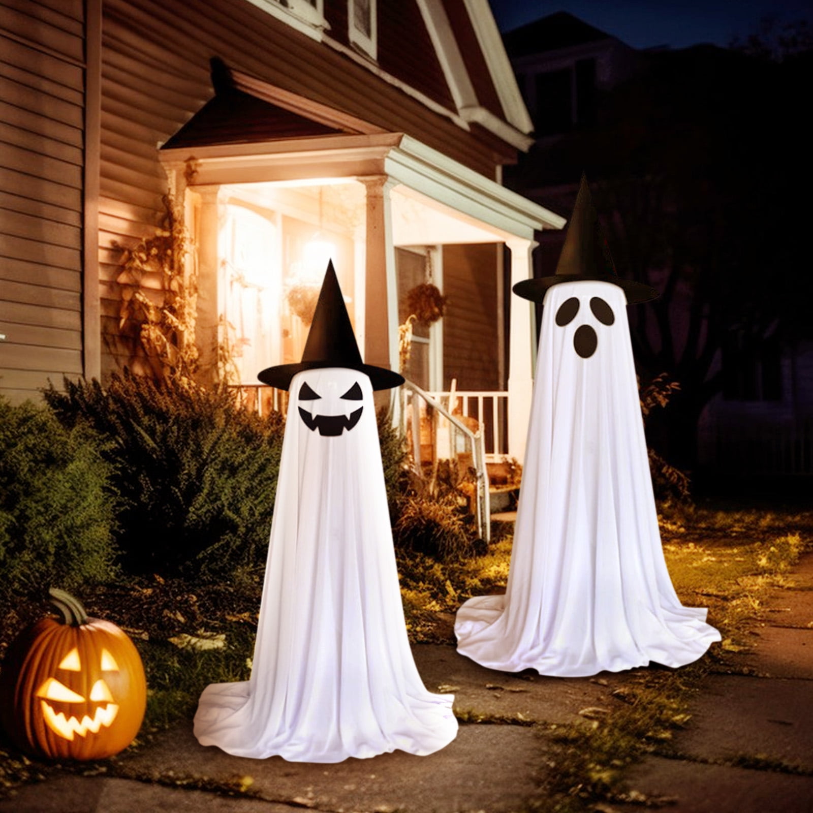 2 Pack 55 Inch Halloween Glow Ghost Decoration Set, Indoor Outdoor Use ...