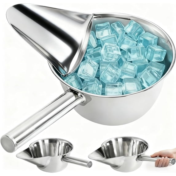 2 Pack 55 OZ Metal Ice Scoop, Large Stainless Steel Scooper, Heavy-Duty ...
