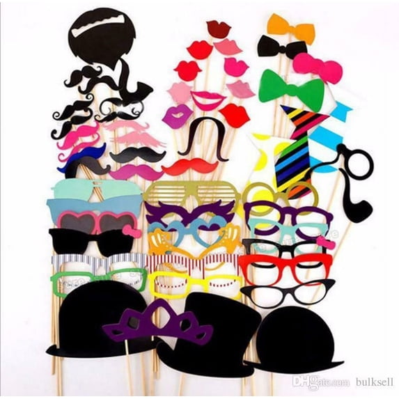 2 Pack 58pcs DIY Party Masks Props Mustache On A Stick Wedding Party ...