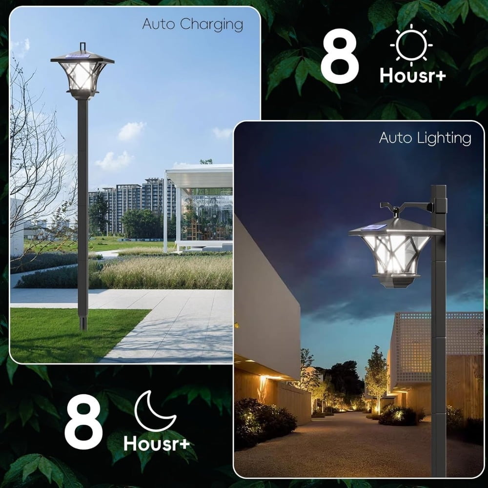 2-Pack 59-Inch Solar Lamp Post, Outdoor Solar Lighting, Retro Black ...