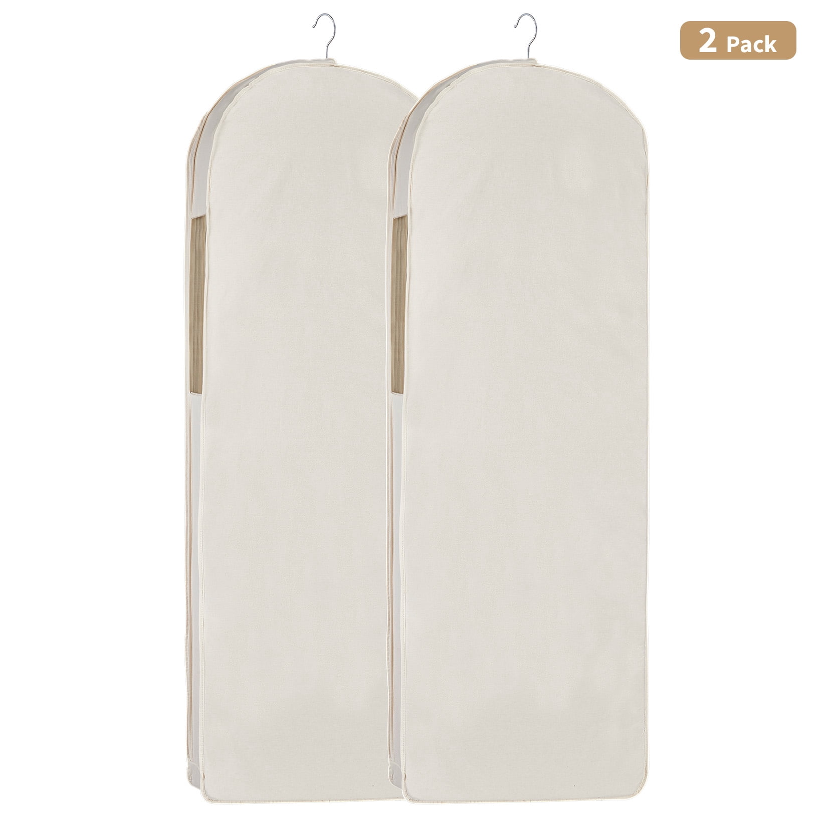 2-Pack 59" Organic Cotton Garment Bags for Dresses, Breathable Moth ...