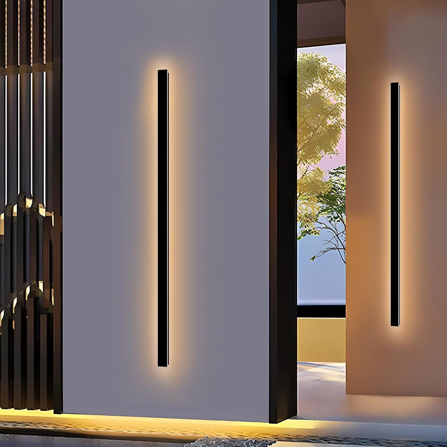 2 Pack 59Inch Outside Wall Light for House, Modern Long Strip LED ...