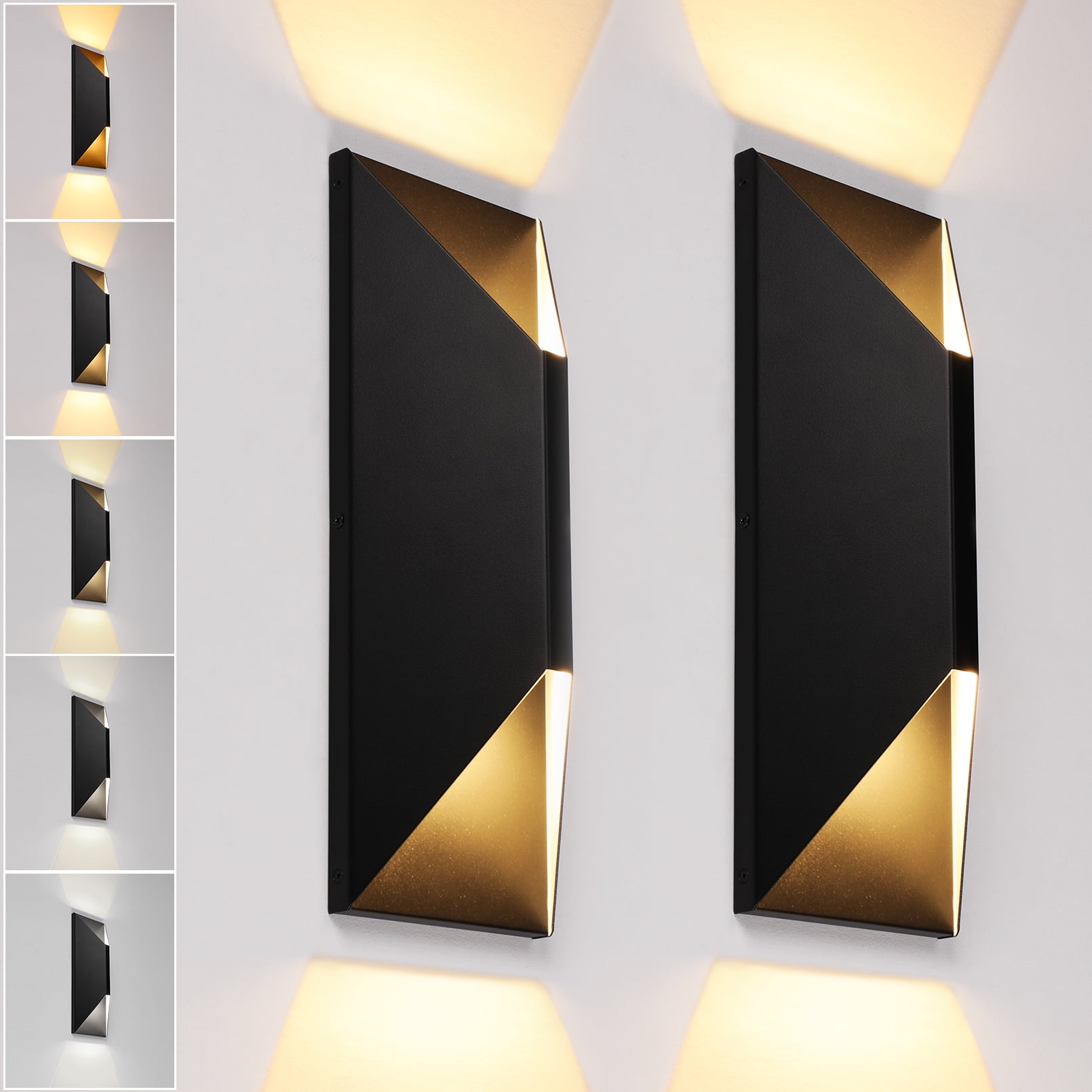 2 Pack 5CCT Dimmable LED Up Down Wall Light, 100-277V 14" Modern Porch ...