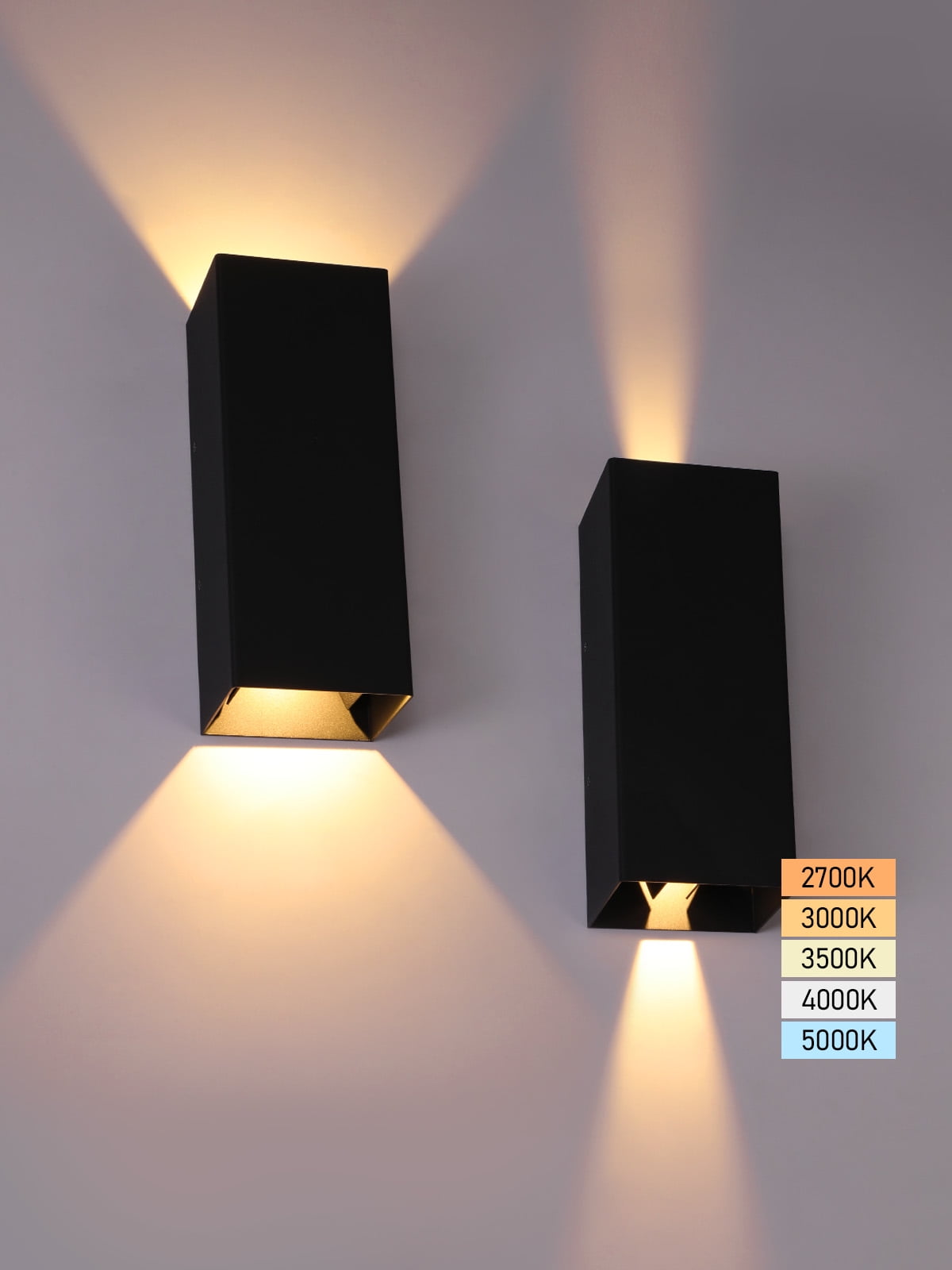 2 Pack 5CCT LED 12 Inch Up Down Wall Sconces, Beam Angle Adjustable ...