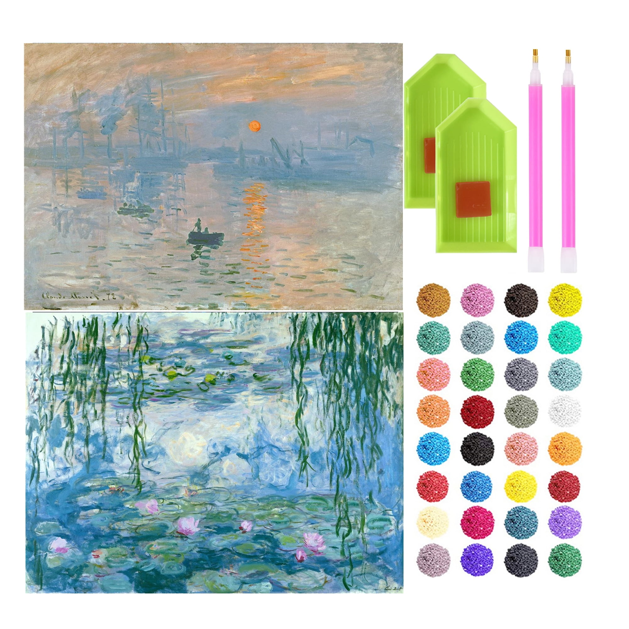 2-Pack 5D Diamond Painting Kits, Full Drill Monet Impression Sunrise ...