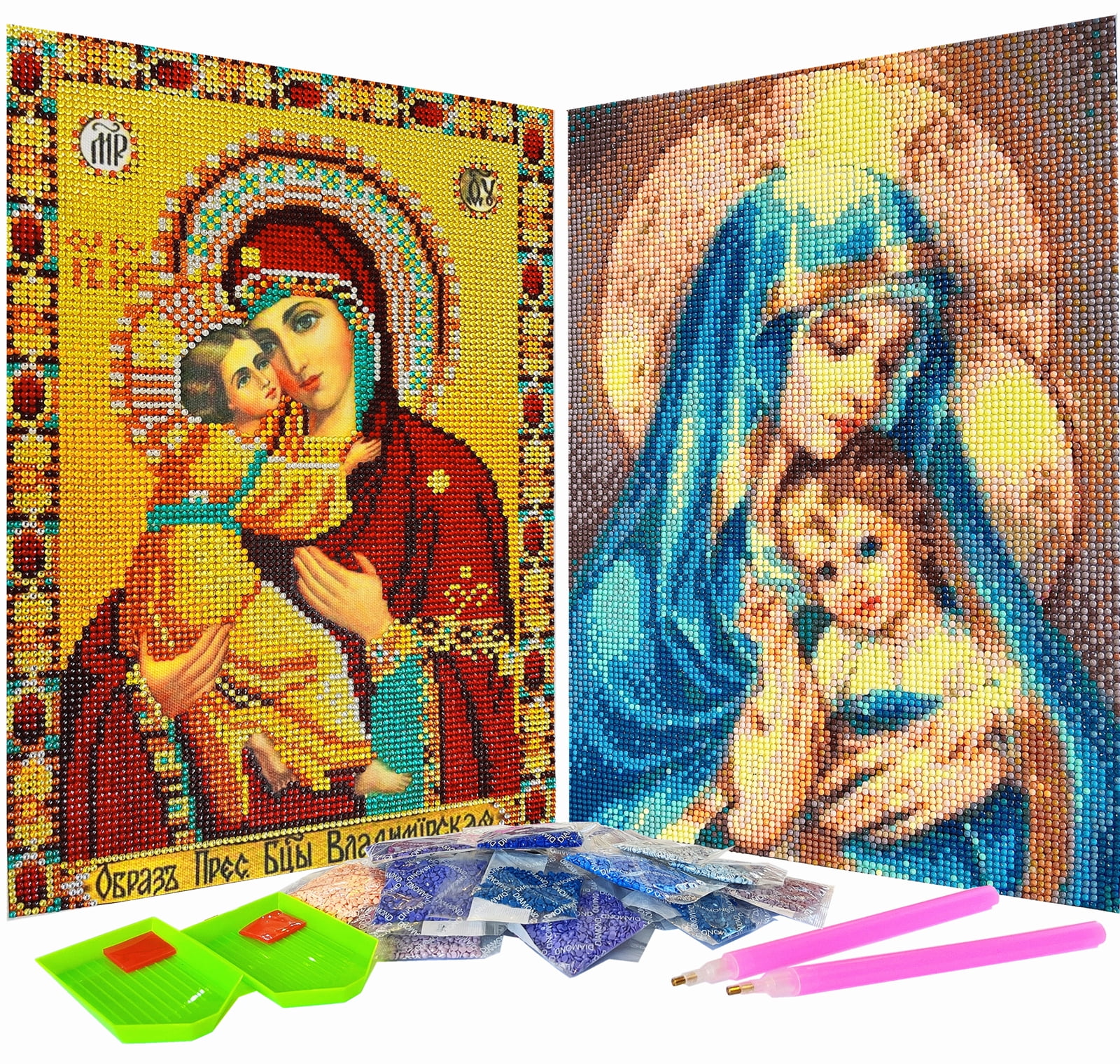 2-Pack 5D Diamond Painting Kits Virgin Mary Full Drill Crystal ...