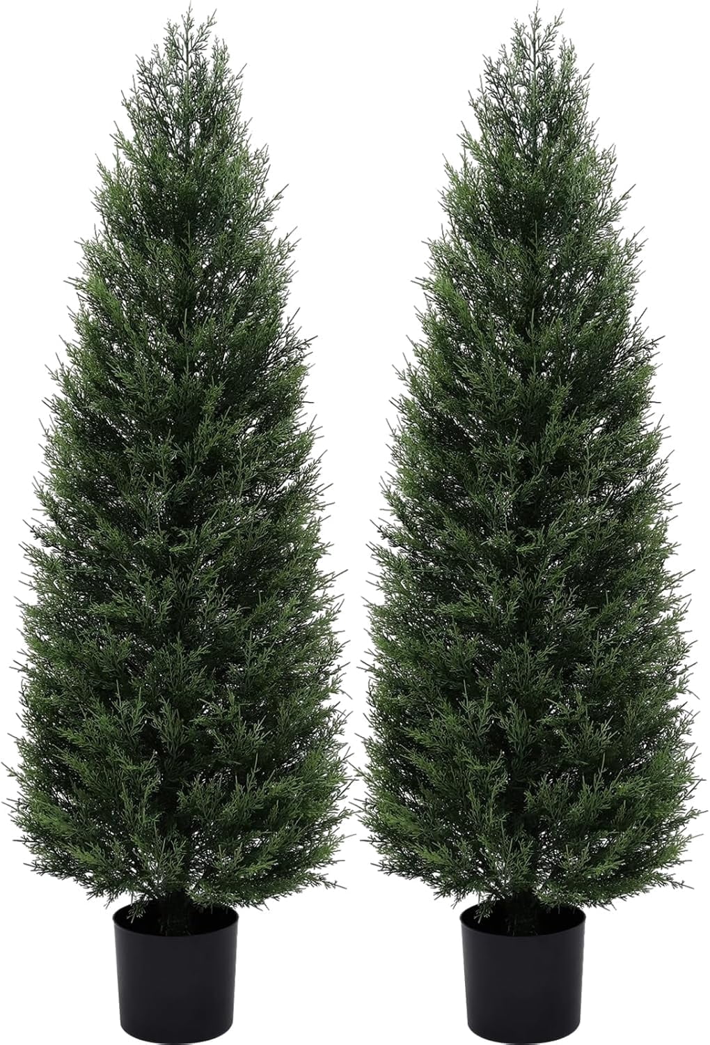 2 Pack 5FT Artificial Cedar Topiary Trees with Full Realistic Leaves ...
