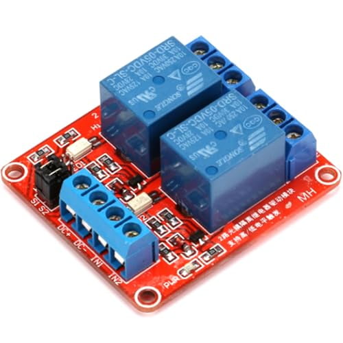2 Pack 5V 2-Channel Relay Module with Optocoupler, Red Expansion Board ...