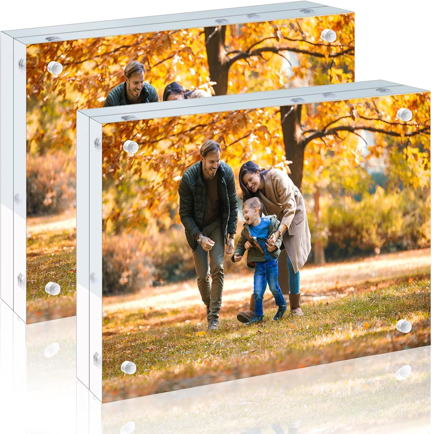 2 Pack 5x7 Acrylic Picture Frames - 20% Thicker Double Sided Magnetic ...