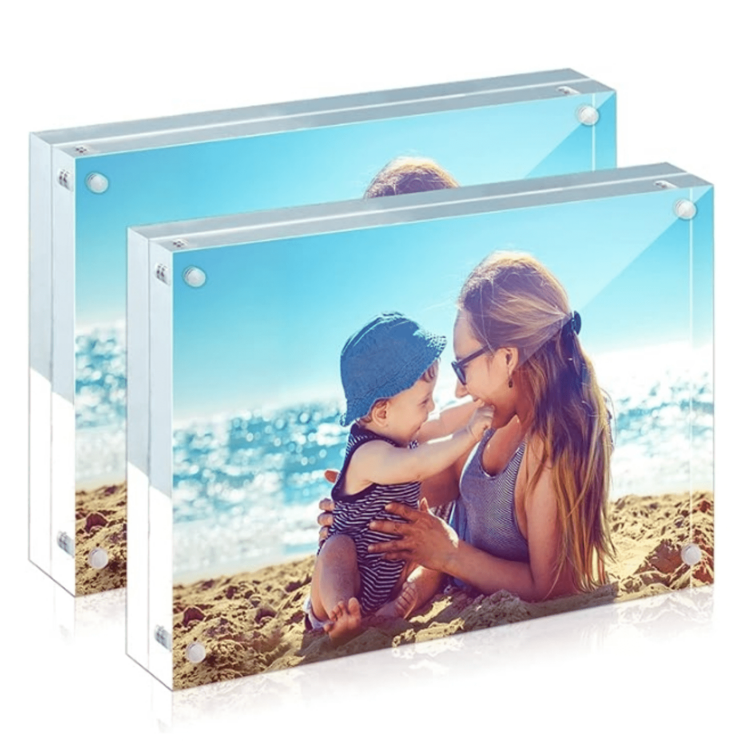2 Pack 5x7 Acrylic Picture Frames, 24mm Thicker Frameless Clear Frame ...