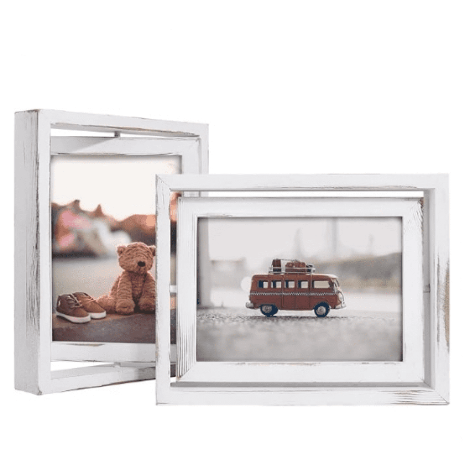 2 Pack 5x7 Rotating Floating Picture Frames,Double-Sided Display with ...