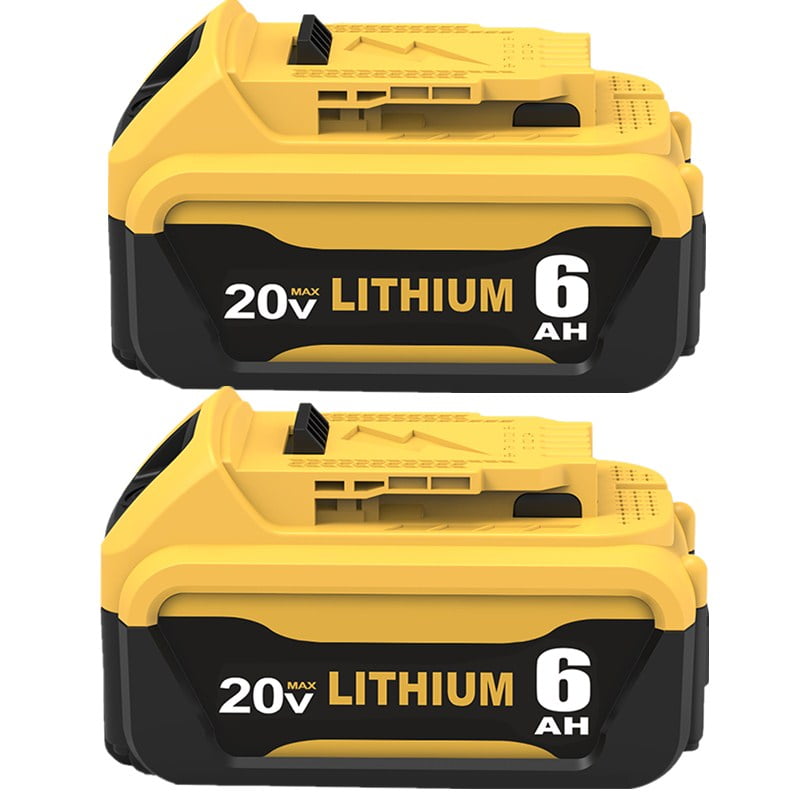 2 Pack 6.0Ah 20 Volt Replacement for Dewalt 20V Lithium Battery MAX DCB206 DCB204 DCB200-2 ...
