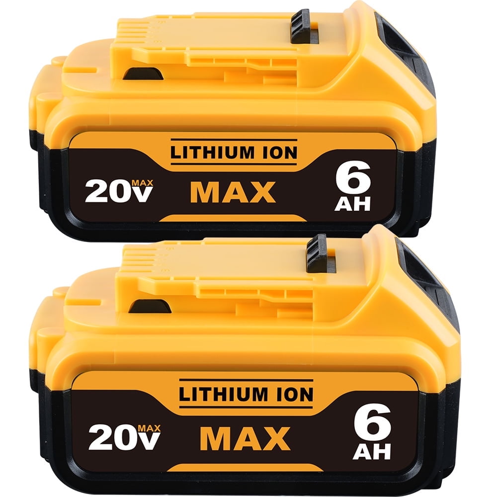 2 Pack 6.0Ah 20 Volt Replacement for Dewalt 20V Lithium Battery MAX DCB206 DCB204 DCB200-2 ...
