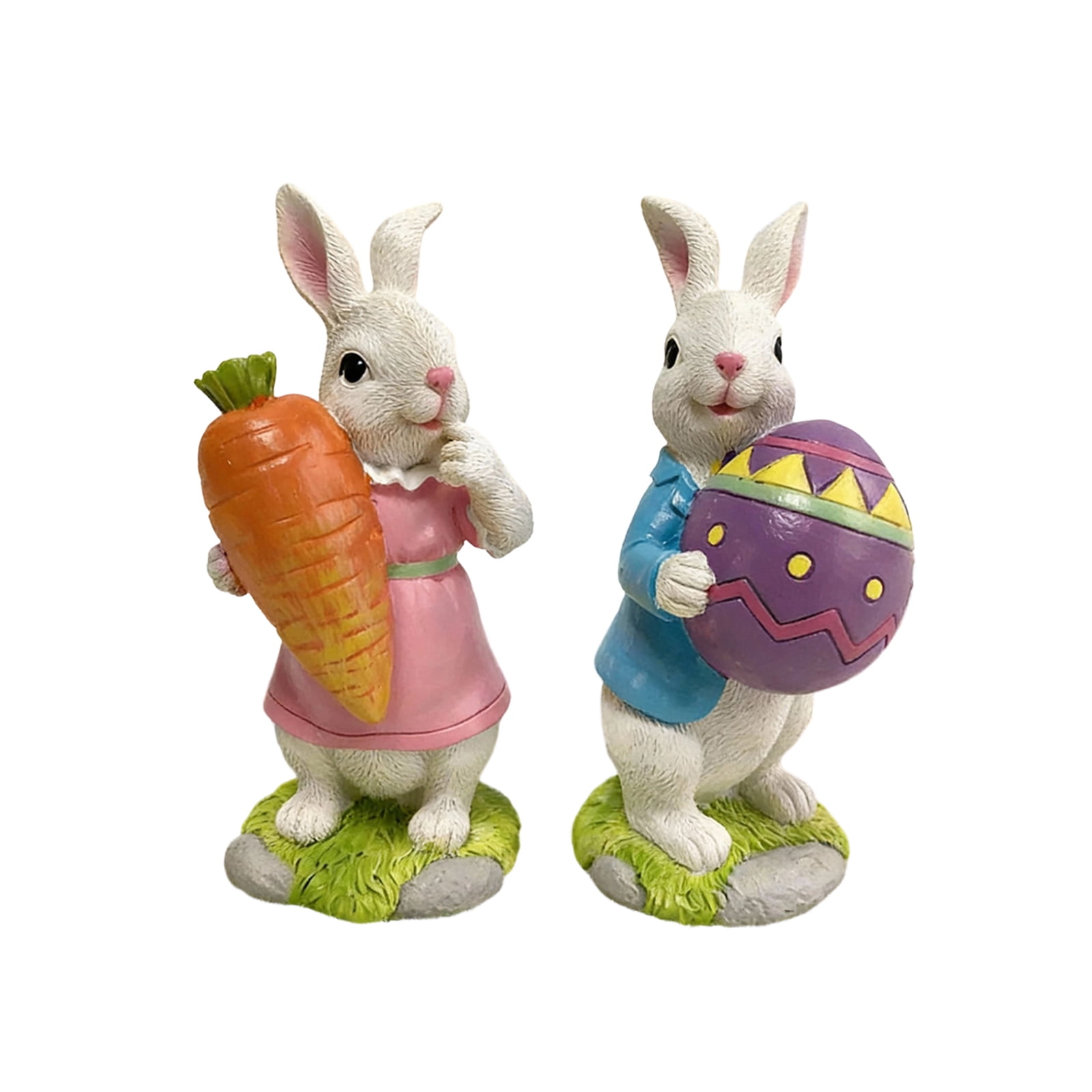2 Pack 6.1Inch Easter Bunny Resin Figurines, Rabbit Statue Decorations ...