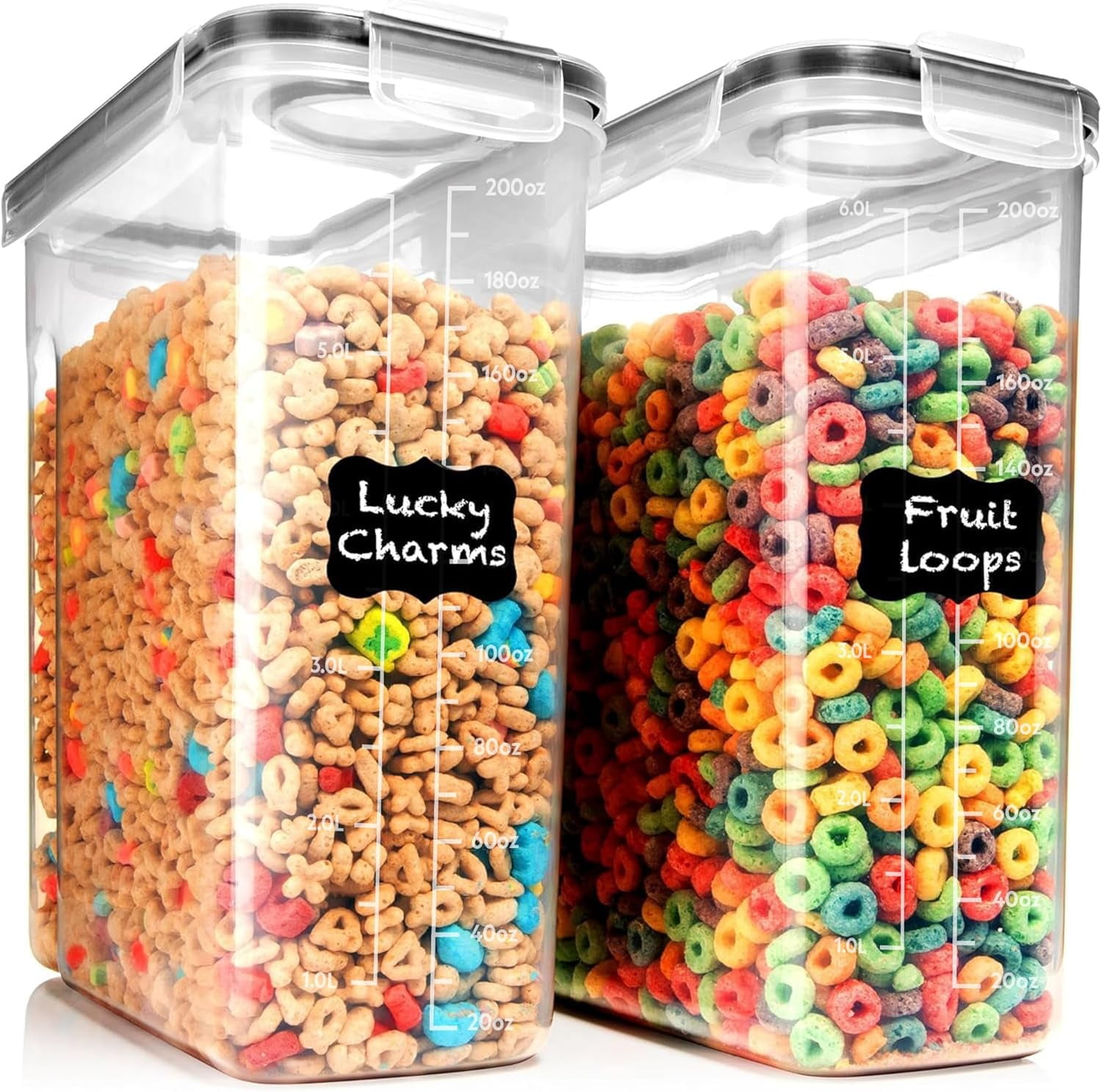 2 Pack (6.3L / 213OZ) EXTRA Large Airtight Food Storage Cereal ...