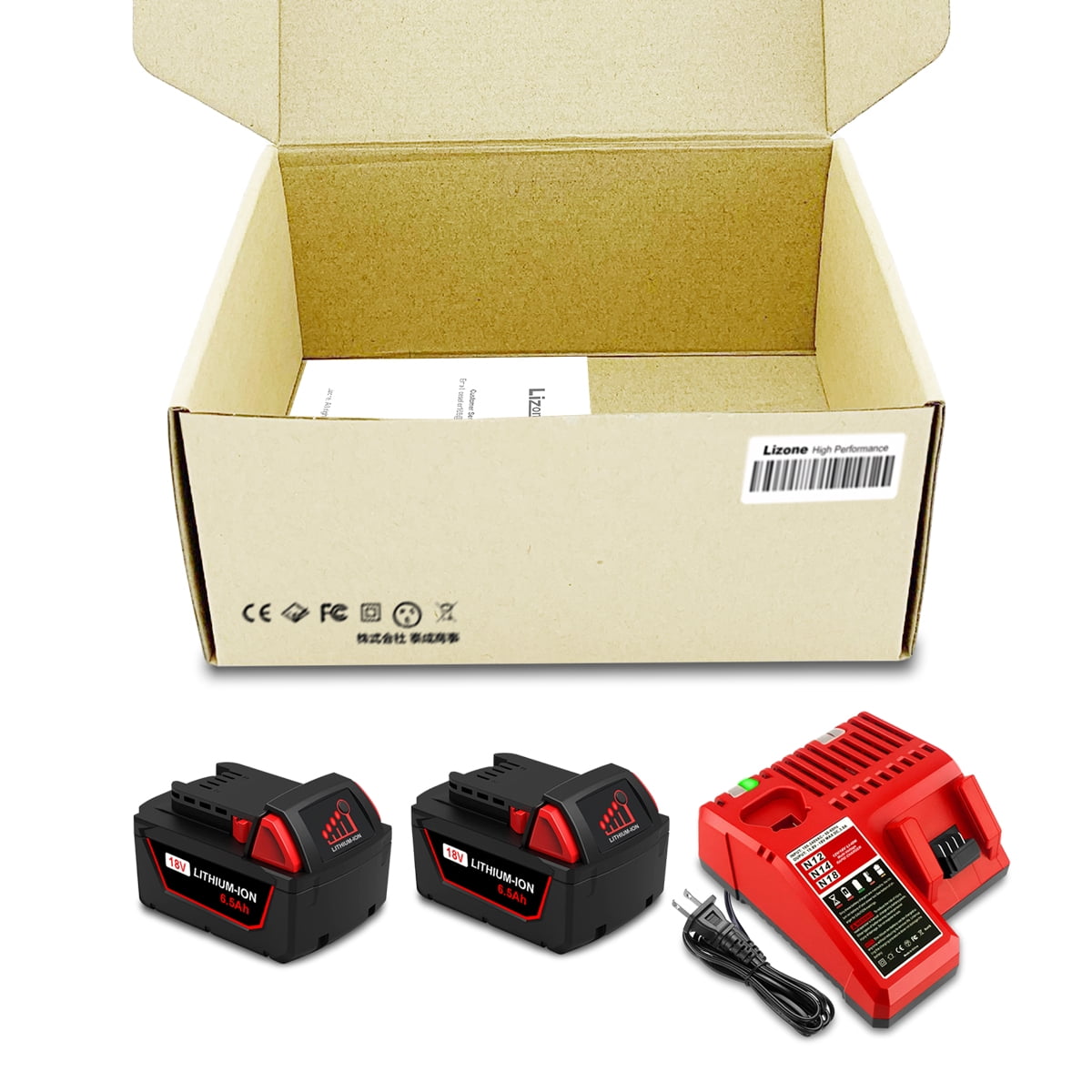 2 Pack 6.5Ah 18V 48-11-1850 Battery and Charger Combo Kit Replacement ...