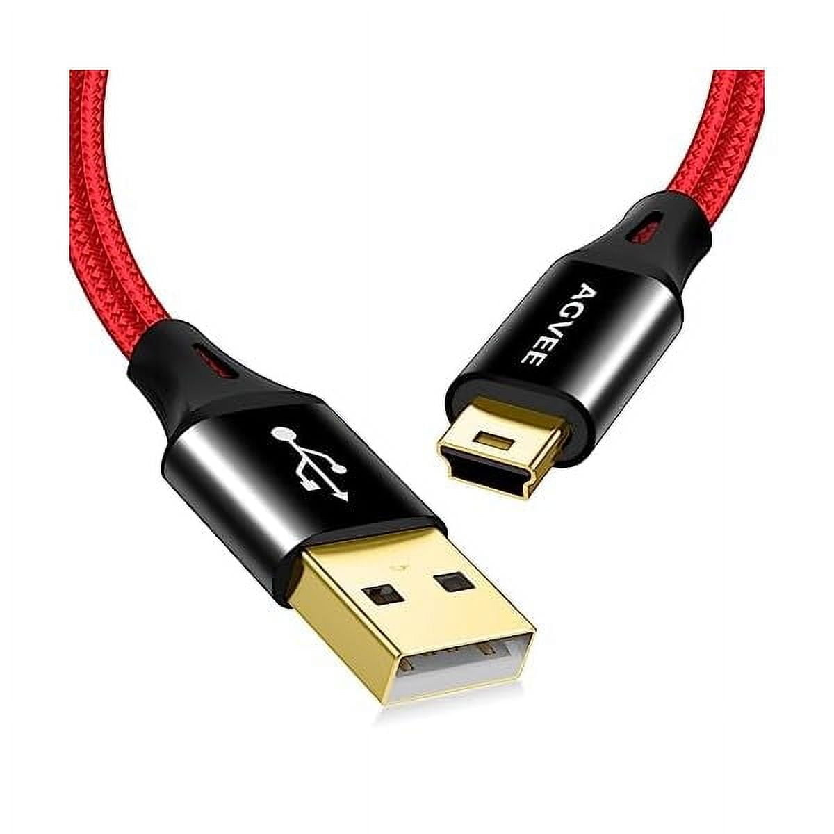 2 Pack 6.6ft Mini USB Cable, Braided Durable USB-A to Mini-B Charger ...